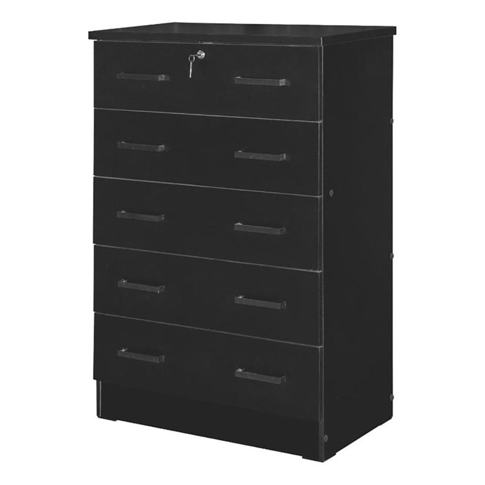 Pemberly Row Contemporary 5-Drawer Engineered Wood Chest with Lock in ...