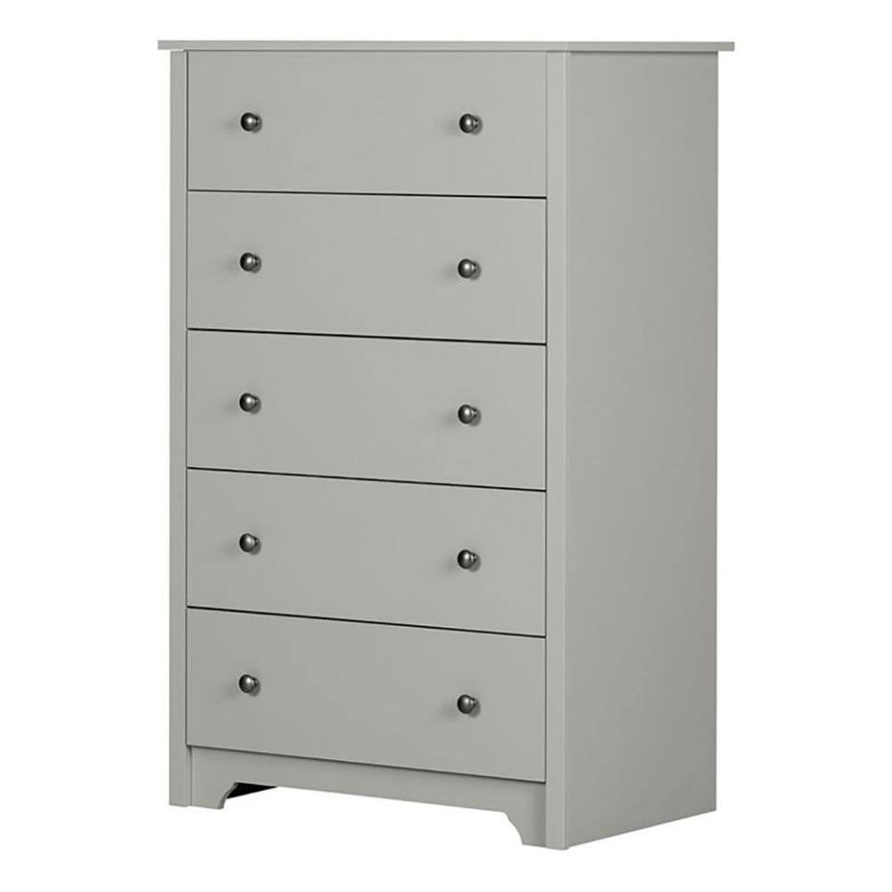 Pemberly Row Contemporary 5-Drawer Wood Indoor Chest in Soft Gray ...