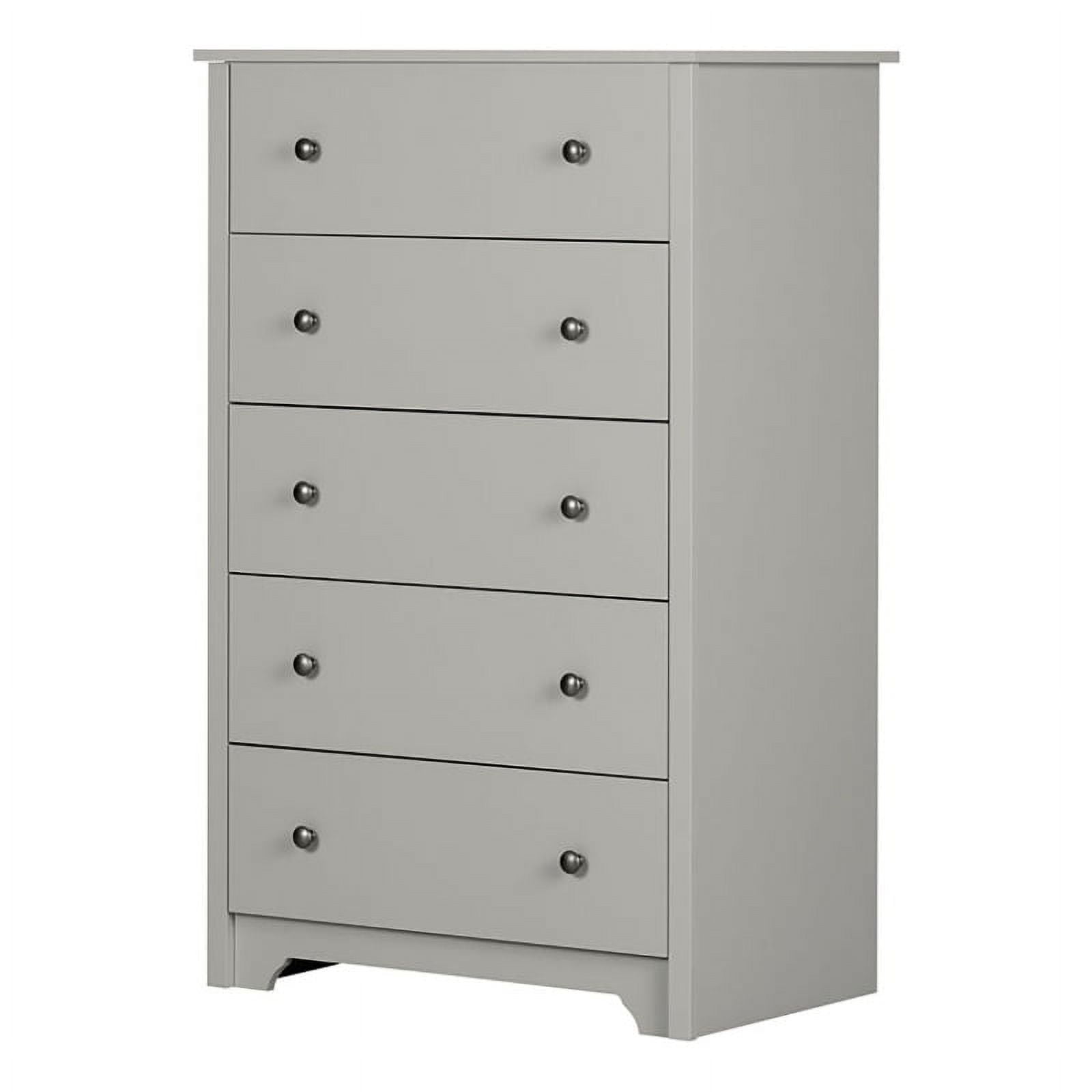 Pemberly Row Contemporary 5-Drawer Wood Indoor Chest in Soft Gray ...