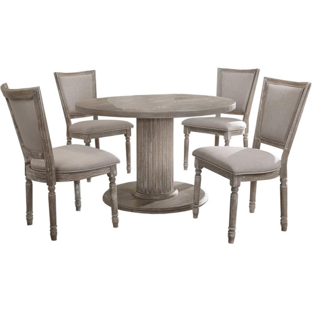 Pemberly Row Contemporary 5 Piece Round Wood Dinette Set in Gray ...