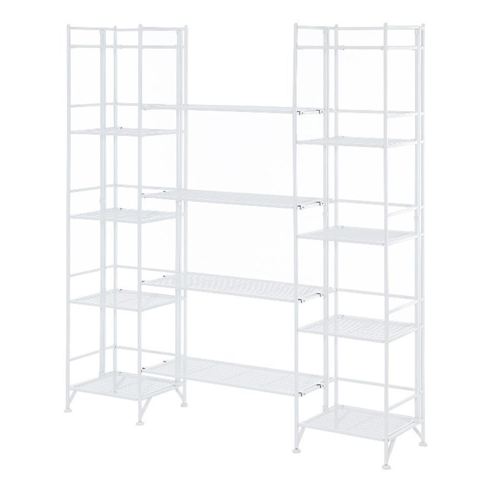 Pemberly Row Contemporary 5-Tier Metal Folding Shelves in White ...