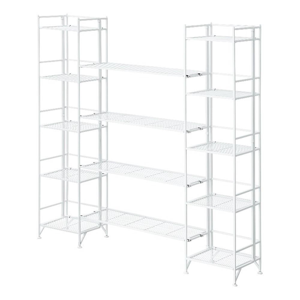 Pemberly Row Contemporary 5-Tier Metal Folding Shelves in White ...