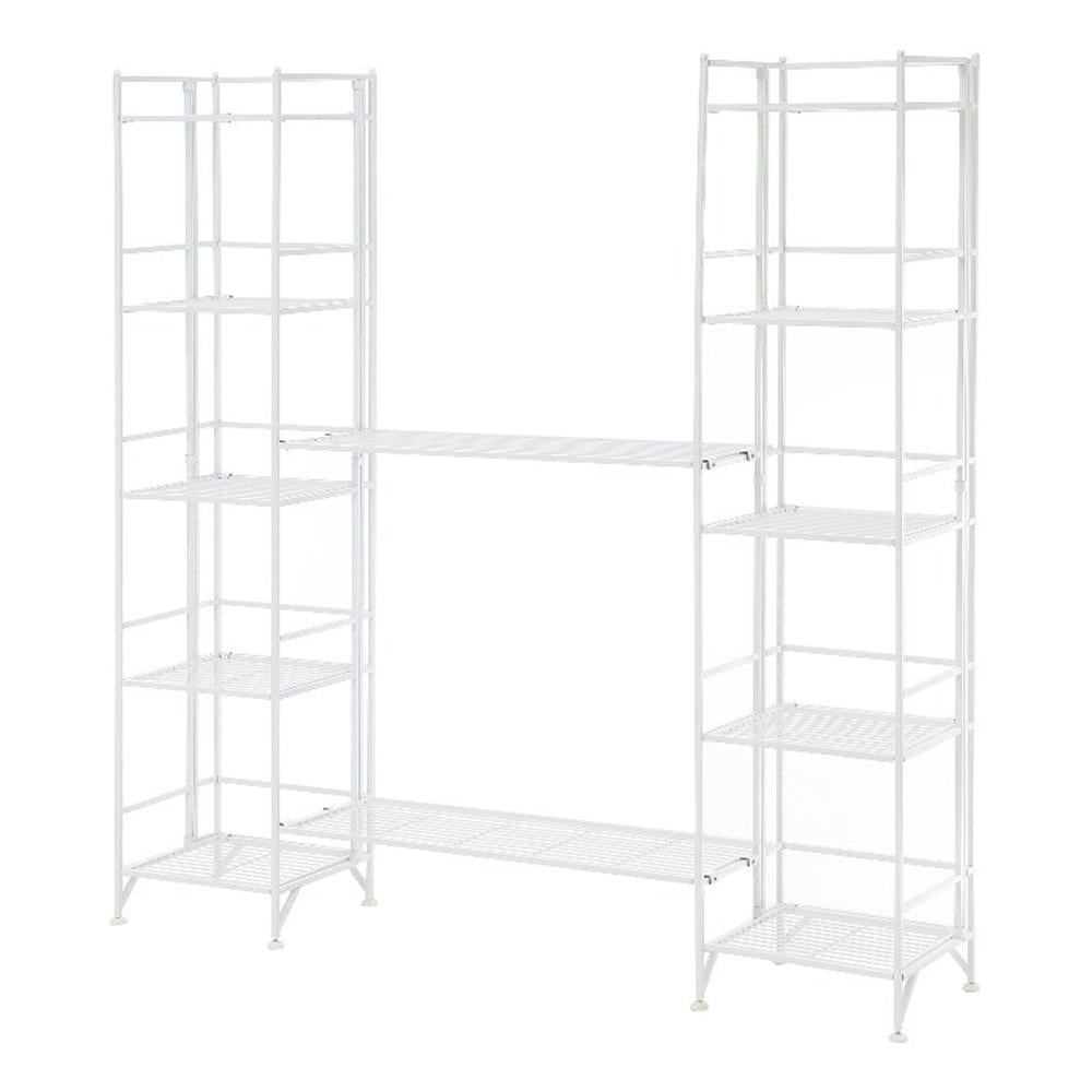 Pemberly Row Contemporary 5-Tier Metal Folding Shelves in White ...