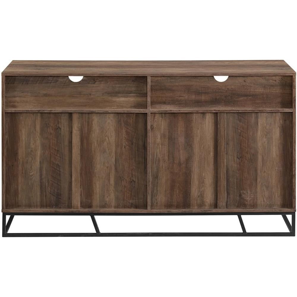 Pemberly Row Contemporary 58" 4-Angled Doors Sideboard in Rustic Oak ...