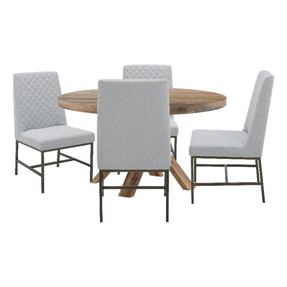 Pemberly Row Contemporary 60 In. Dining Table With 4 Upholstered Chairs ...