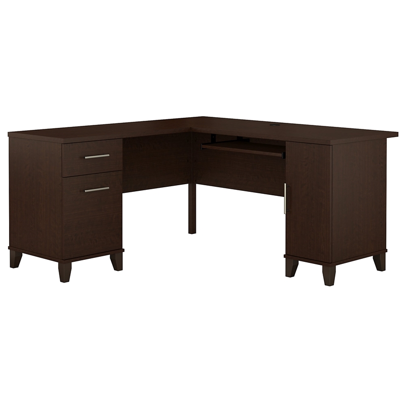 Pemberly Row 60W Left Hand L-Bow Desk Shell in Hansen Cherry ...