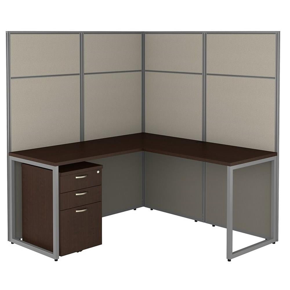 Pemberly Row Contemporary 60W L Shaped Cubicle Desk with File Cabinet ...