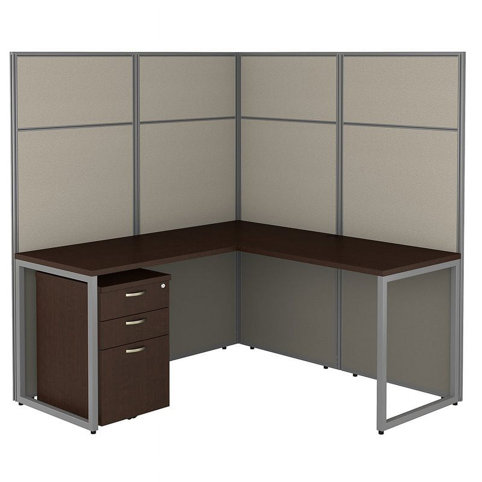 Pemberly Row Contemporary 60W L Shaped Cubicle Desk with File Cabinet ...