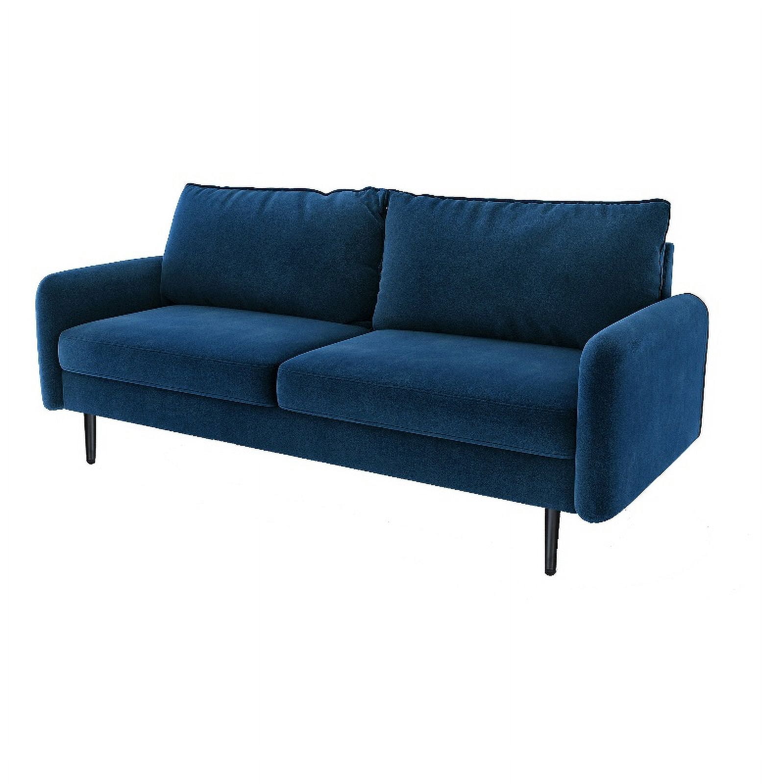 Pemberly Row Contemporary 70" Round Arm Velvet Sofa in Space Blue ...