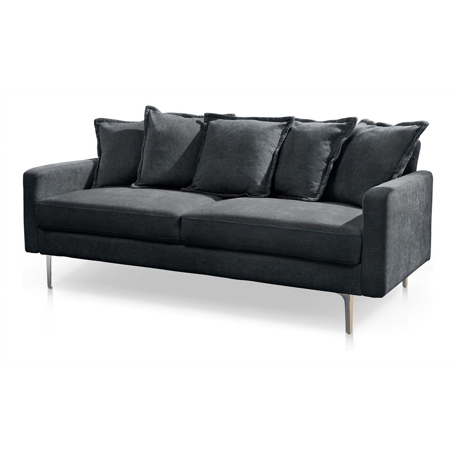 Pemberly Row Contemporary 70" Square Arm Fabric Sofa in Dark Gray ...
