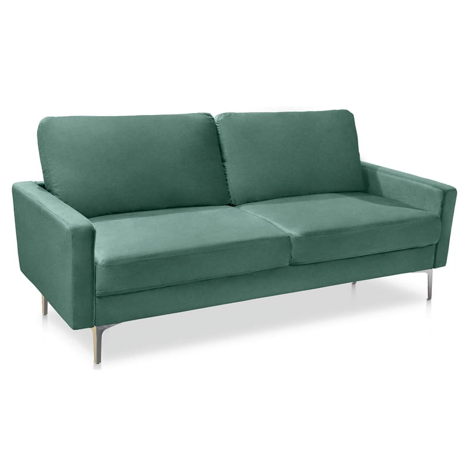 Pemberly Row Contemporary 70" Square Arm Velvet Sofa in Aqua - Walmart.com