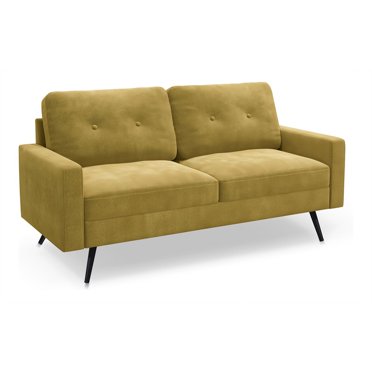 Pemberly Row 70" Square Arm Upholstered Velvet Sofa in Green - Walmart.com