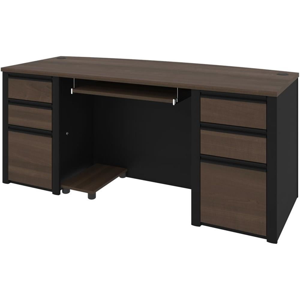 Pemberly Row Contemporary 72" Executive Desk in Antigua and Black ...
