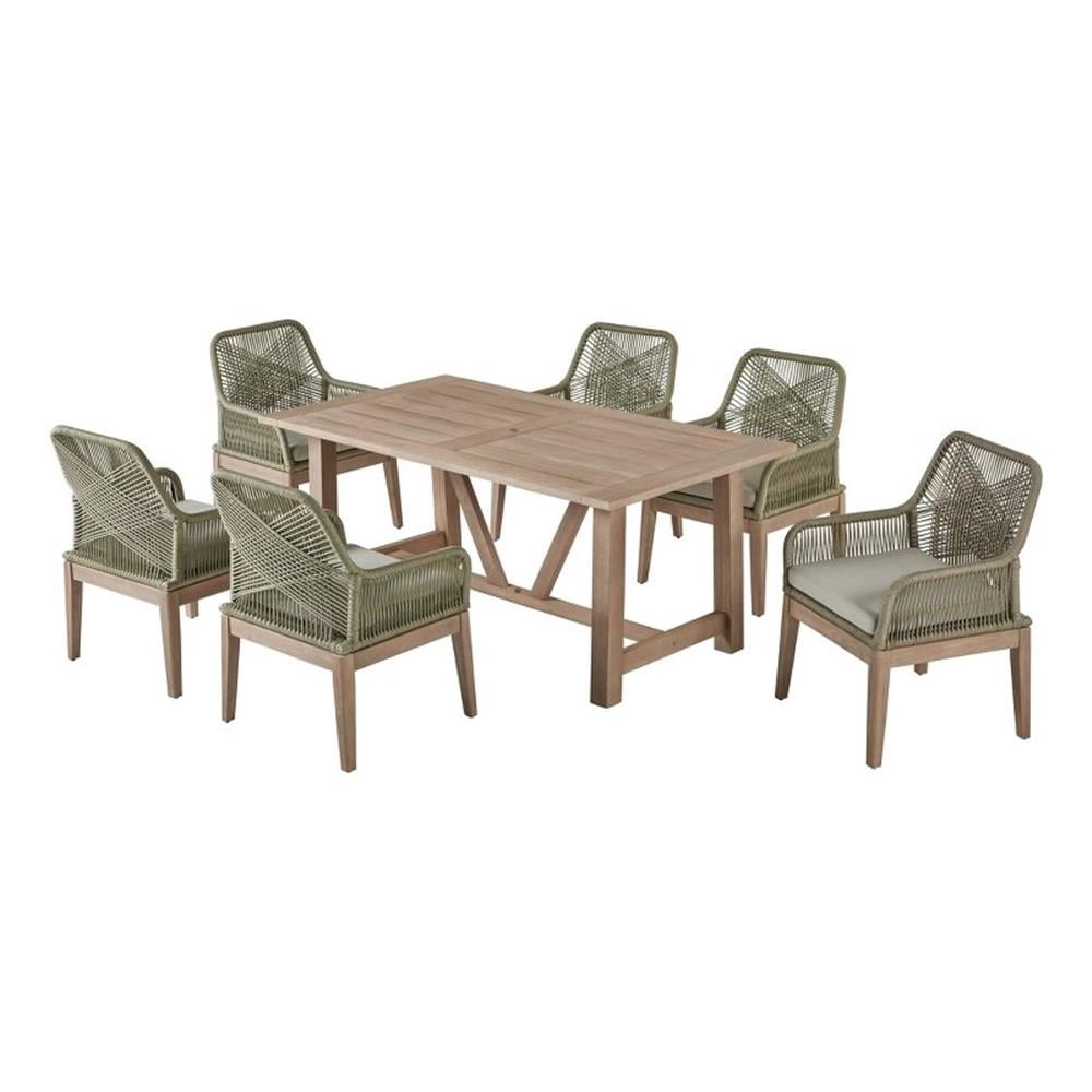 Pemberly Row Contemporary 7pc Rustic Light Oak Acacia Wood Patio Set ...