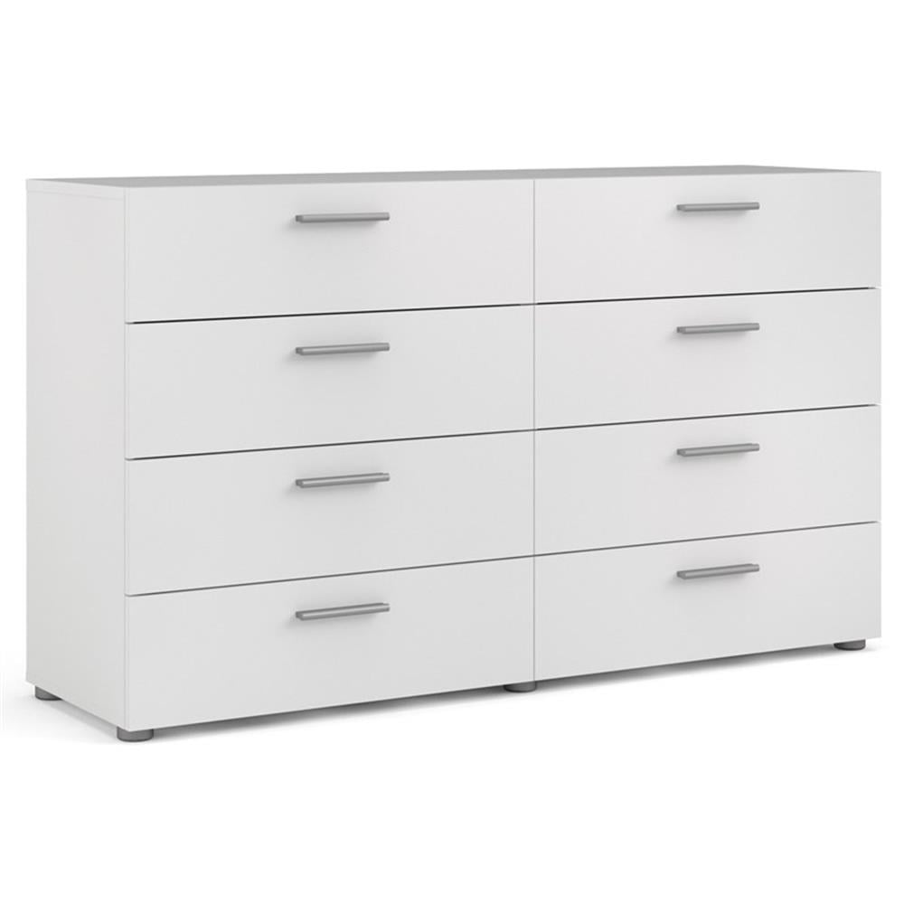 Pemberly Row 8 Drawer, Wooden Double Dresser in White, Contemporary ...