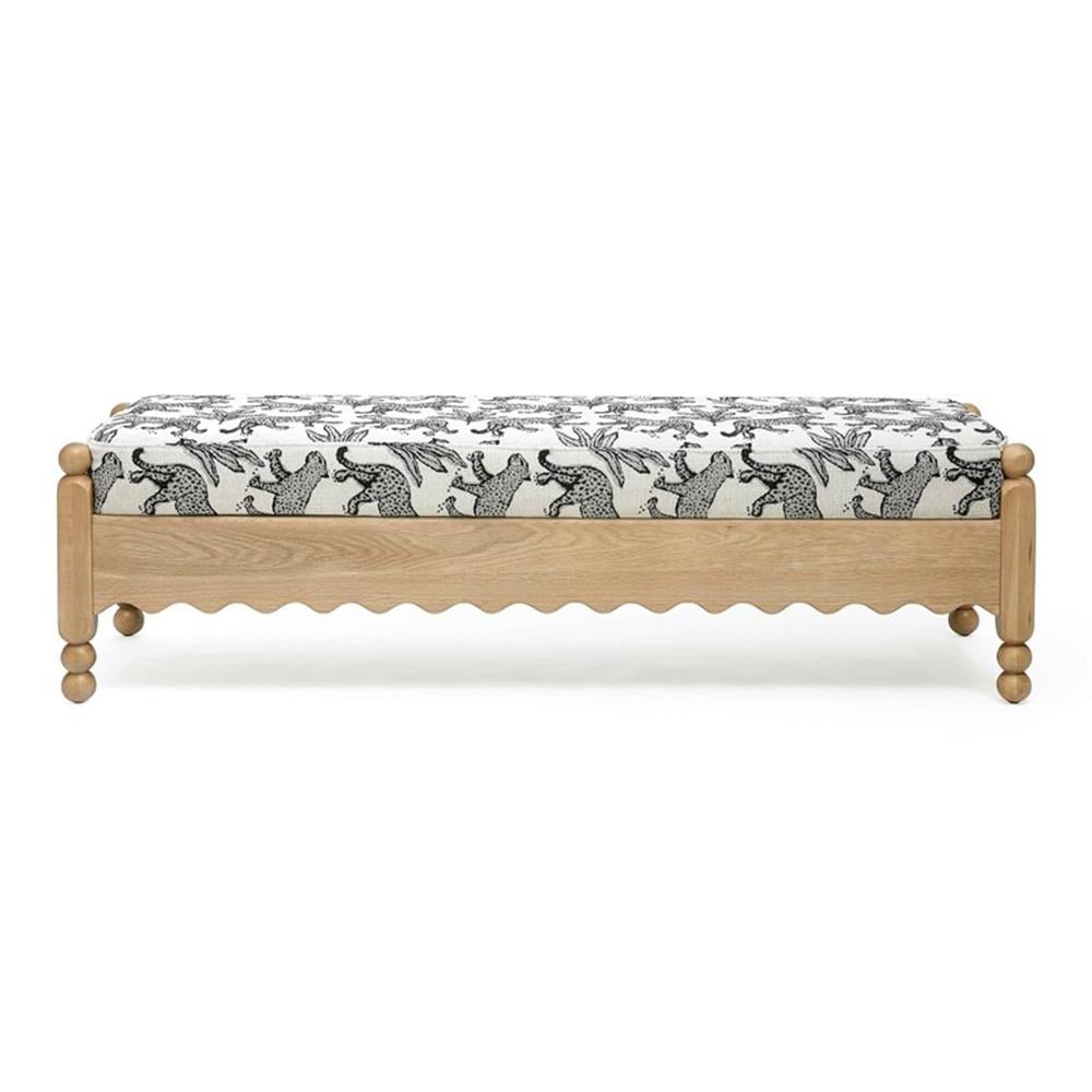 Pemberly Row Contemporary Accent Cream Leopard Jacquard Bench - Walmart.com