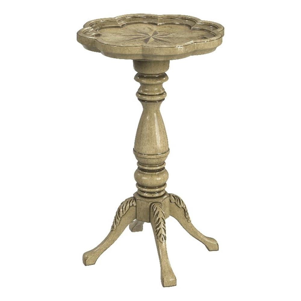 Pemberly Row Contemporary Antique Beige Scalloped Edge Accent Table ...