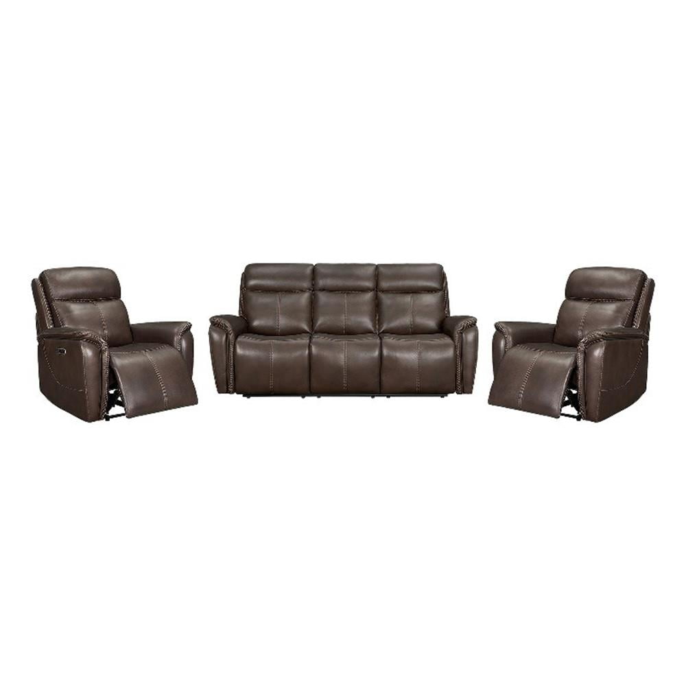 Pemberly Row Contemporary Auburn Power Reclining Sofa and 2 Recliners ...