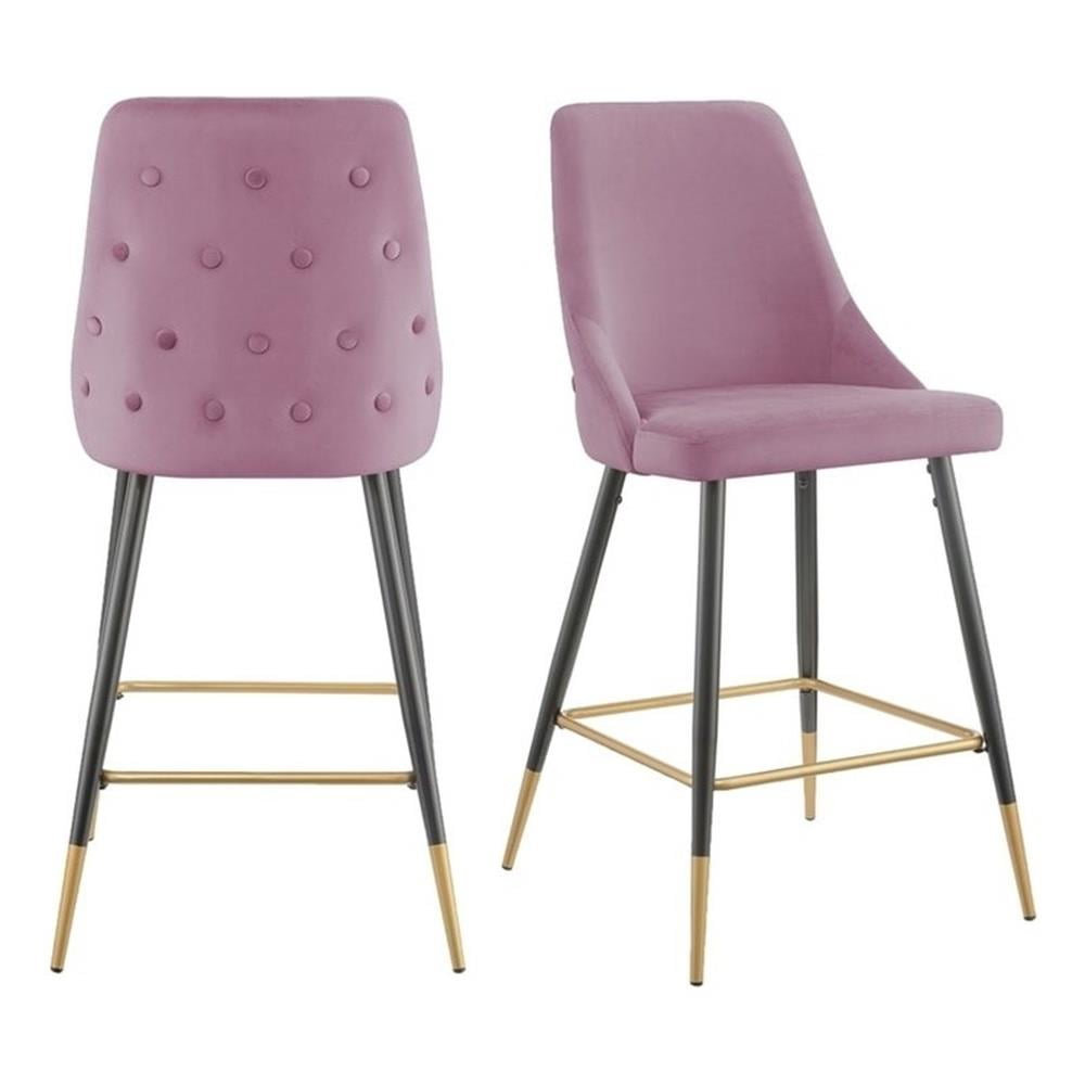 Pemberly Row Contemporary Bar Stool with Button Tufting at Back in ...