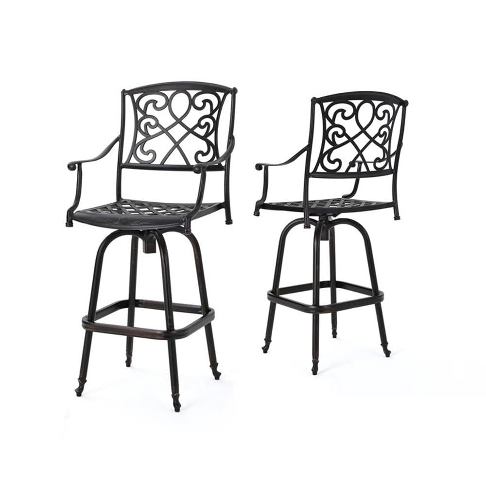 Pemberly Row Contemporary Bar Stools (Set of 2) in Bronze Finish ...