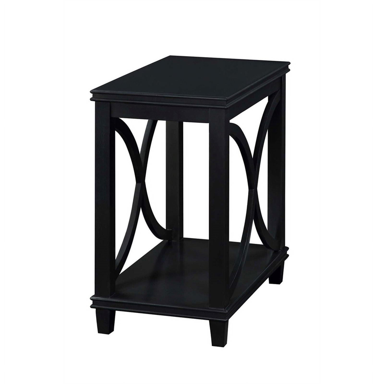 Pemberly Row Contemporary Chairside Table in Black Wood Finish ...