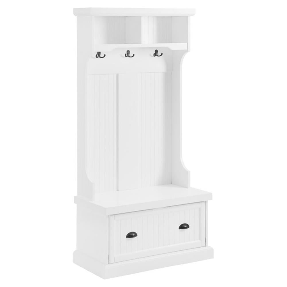 Pemberly Row Contemporary Coastal MDF Wood Hall Tree in White - Walmart.com
