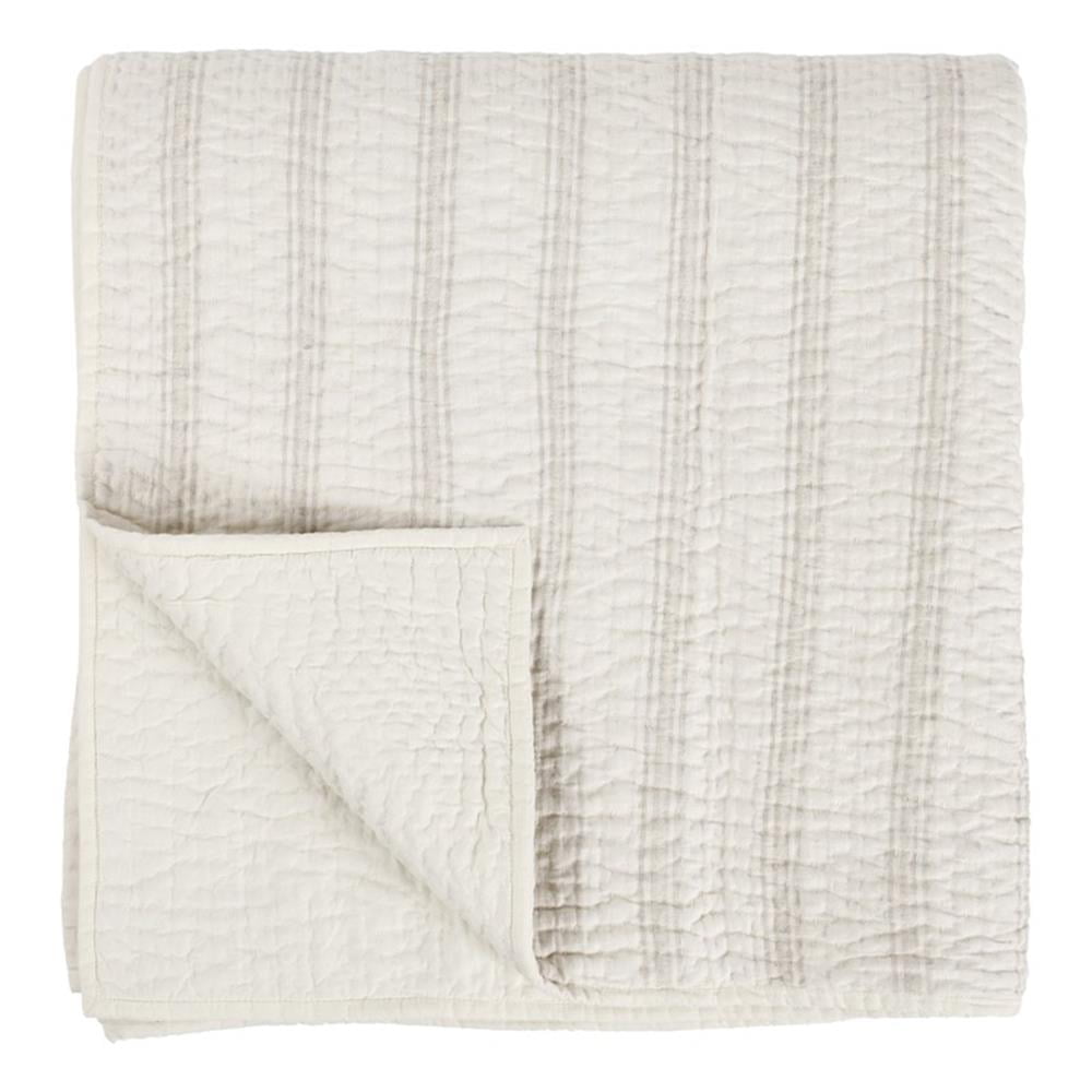 Pemberly Row Contemporary Cotton Linen Eggshell Beige Queen Quilt ...