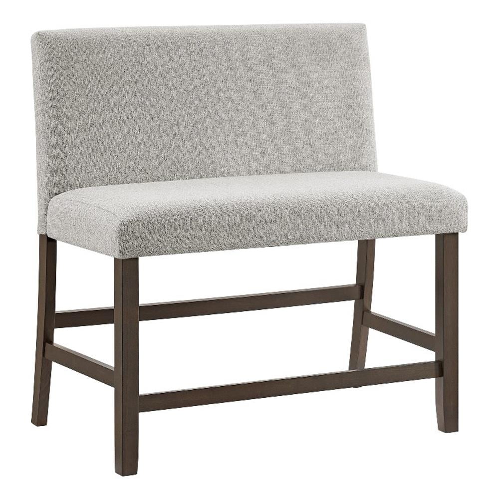 Pemberly Row Contemporary Counter Bench with Upholstered Back in Brown ...