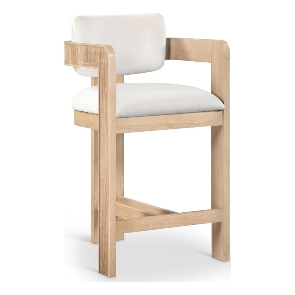 Pemberly Row Contemporary Counter Height Ultra Luxe Cream Velvet Stool ...