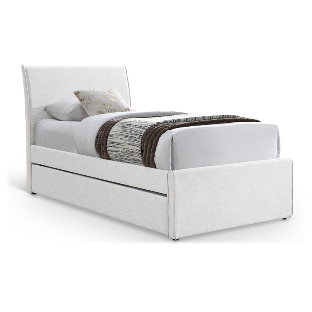 Pemberly Row Contemporary Cream Linen Textured Fabric Twin Trundle Bed ...