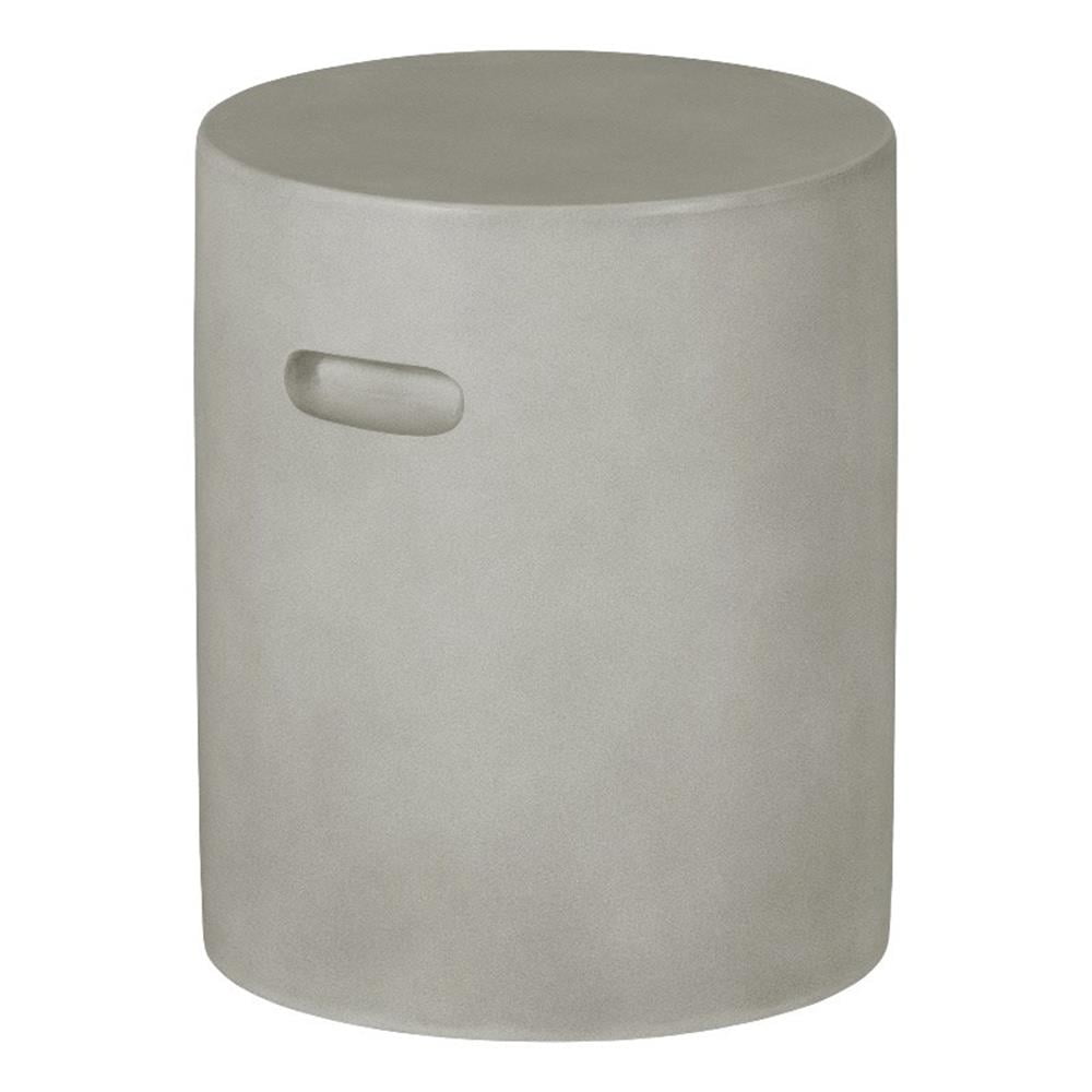 Pemberly Row Contemporary Cylindrical Side Table Greige Finish ...