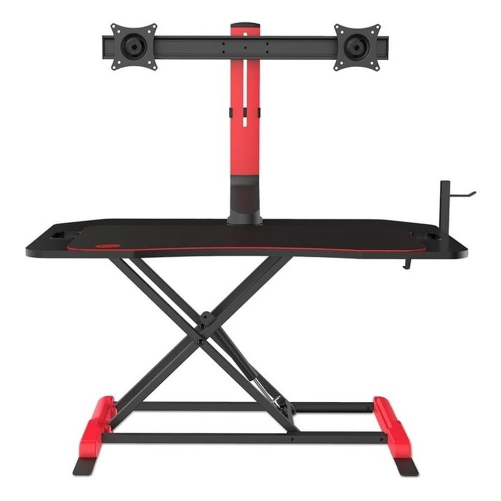 Pemberly Row Contemporary Double Monitor Gaming Desk Riser - Red/Black ...