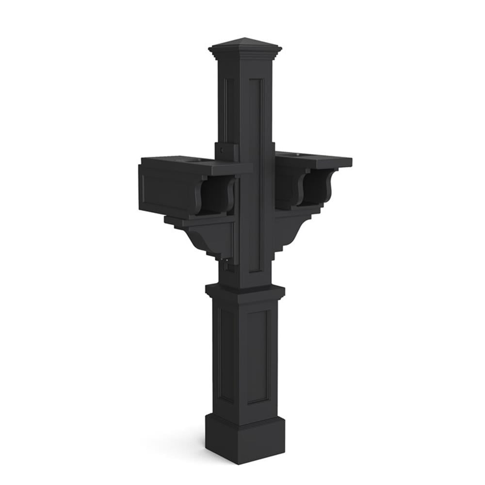 Pemberly Row Contemporary Double Traditional Plastic Mail Post in Black ...