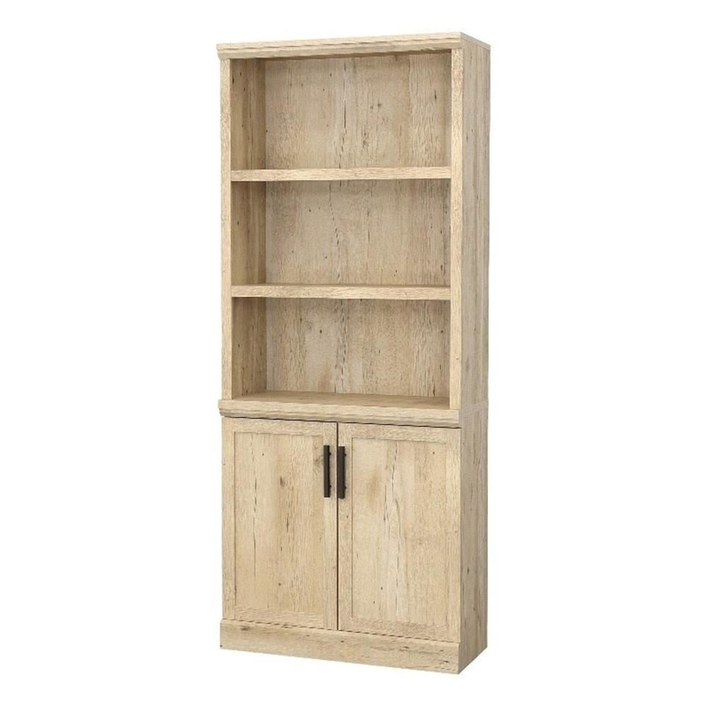 Pemberly Row Contemporary Engineered Wood Library w/ Doors in Prime Oak ...