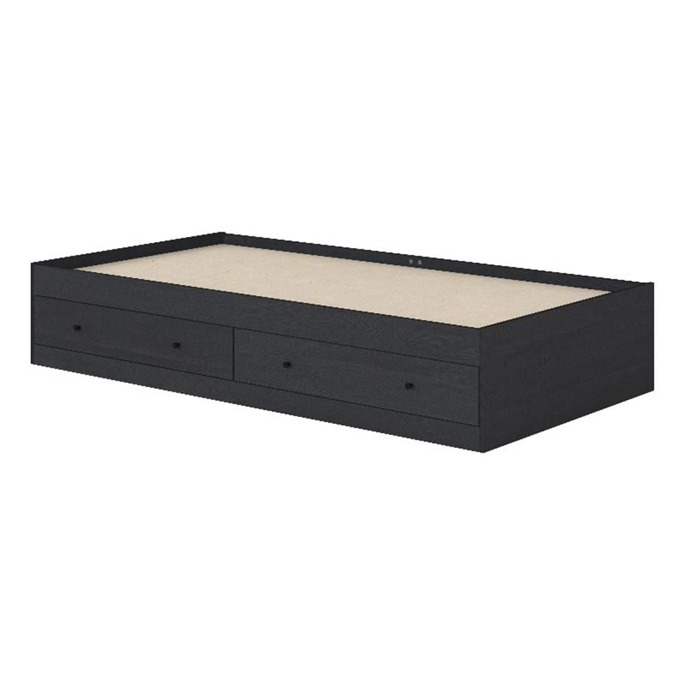 Pemberly Row Contemporary Engineered Wood Mates Bed in Raven Oak Finish ...