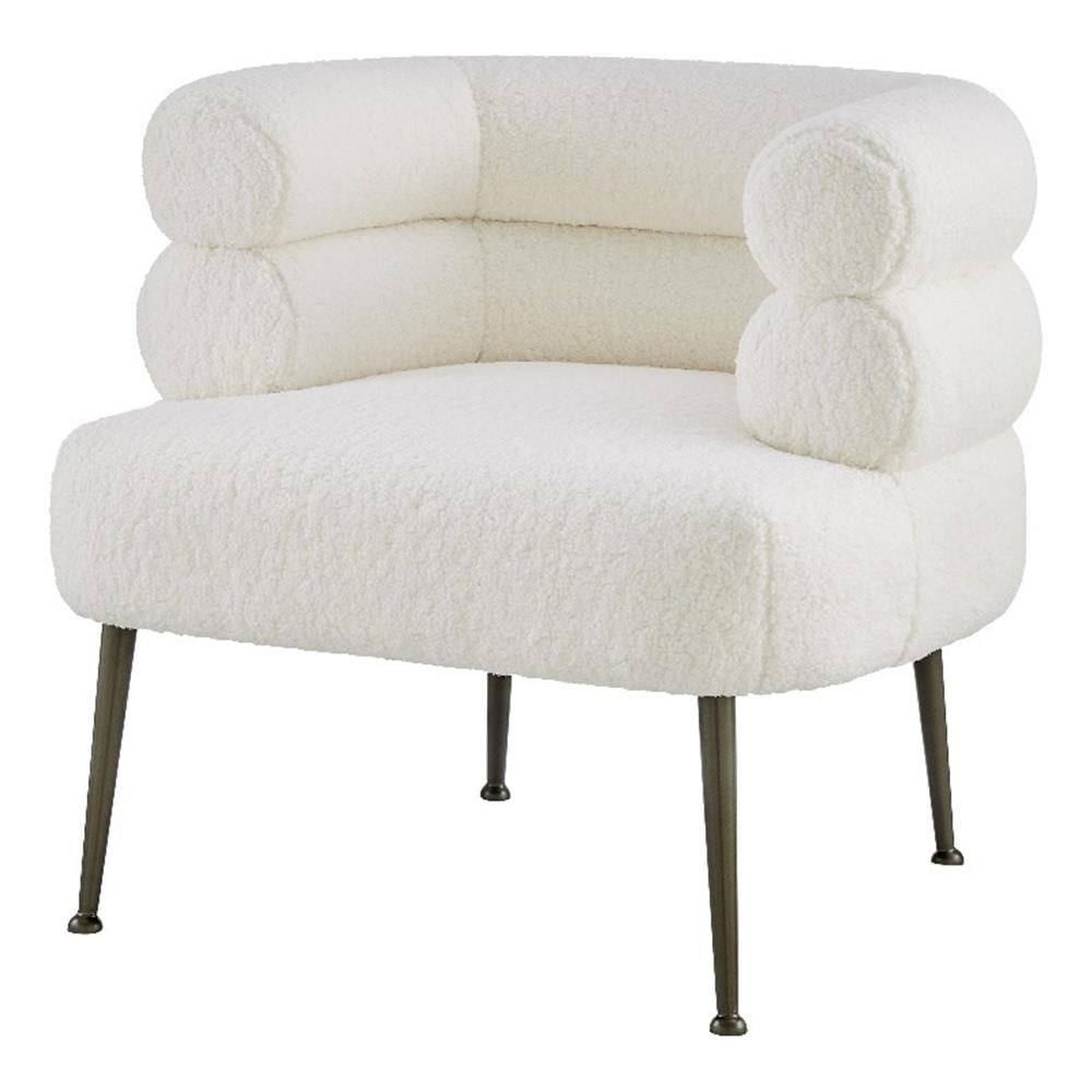 Pemberly Row Contemporary Fabric Accent Chair in Shearing Beige ...