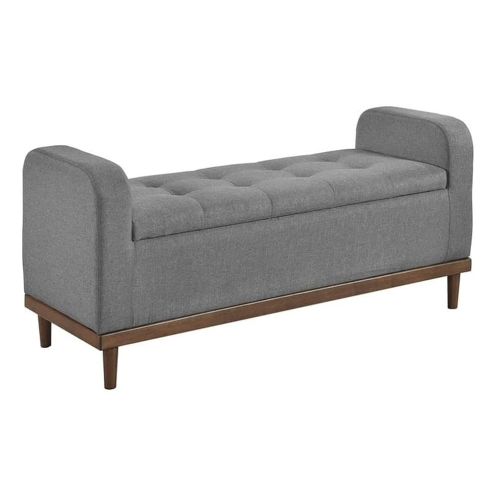 Pemberly Row Contemporary Fabric Lift Top Storage Bench in Gray ...