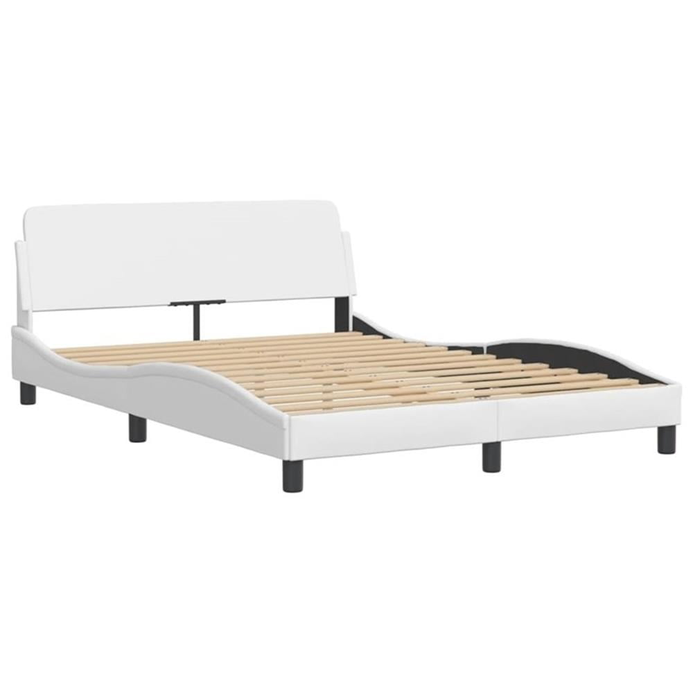 Pemberly Row Contemporary Faux Leather Full Bed Frame in White ...