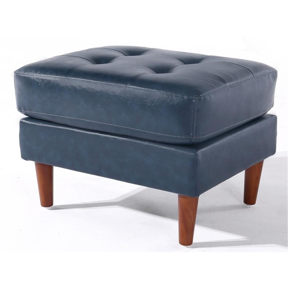 Pemberly Row Contemporary Faux Leather Ottoman/Footstool in Blue ...