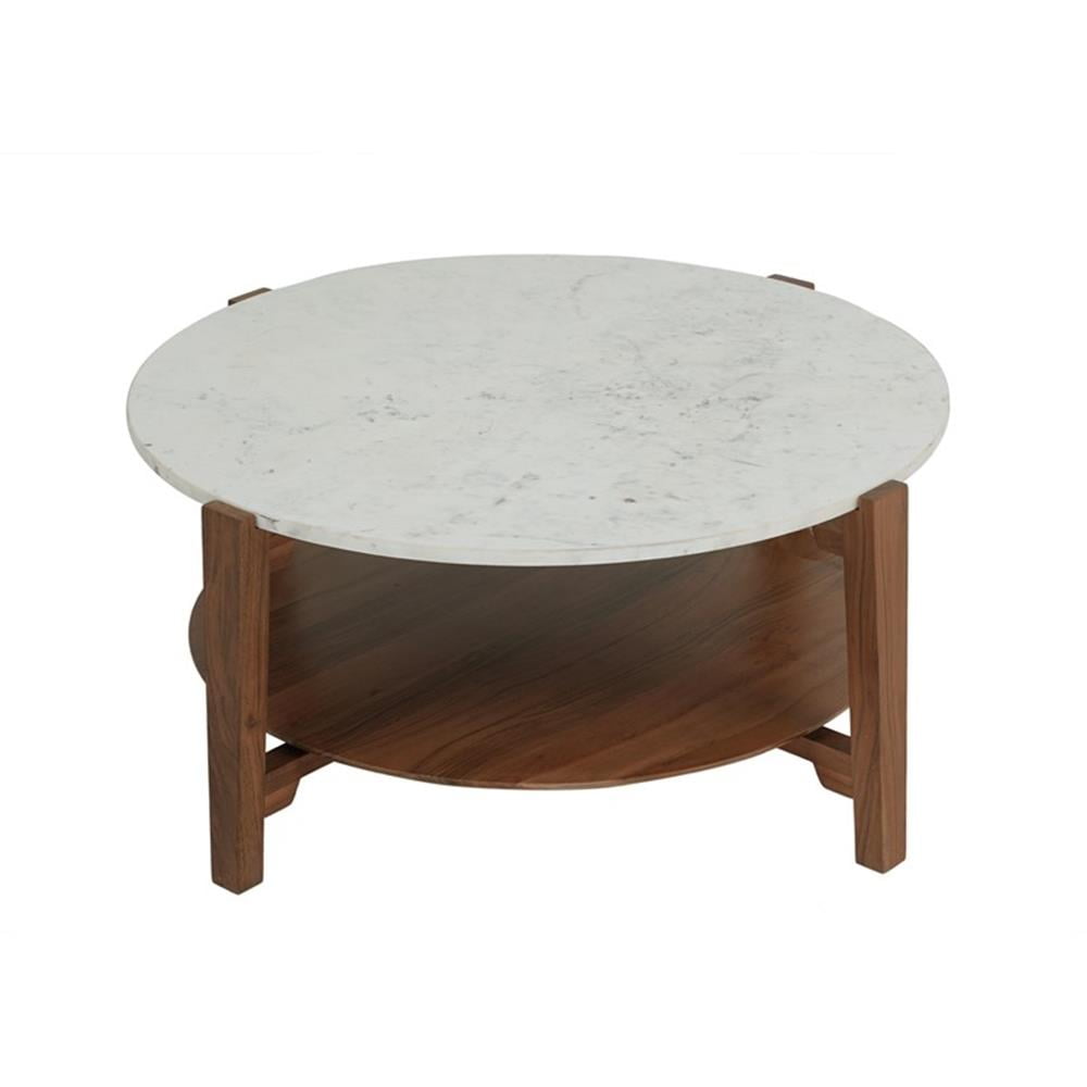 Pemberly Row Contemporary Genuine Marble Coffee Table in White ...