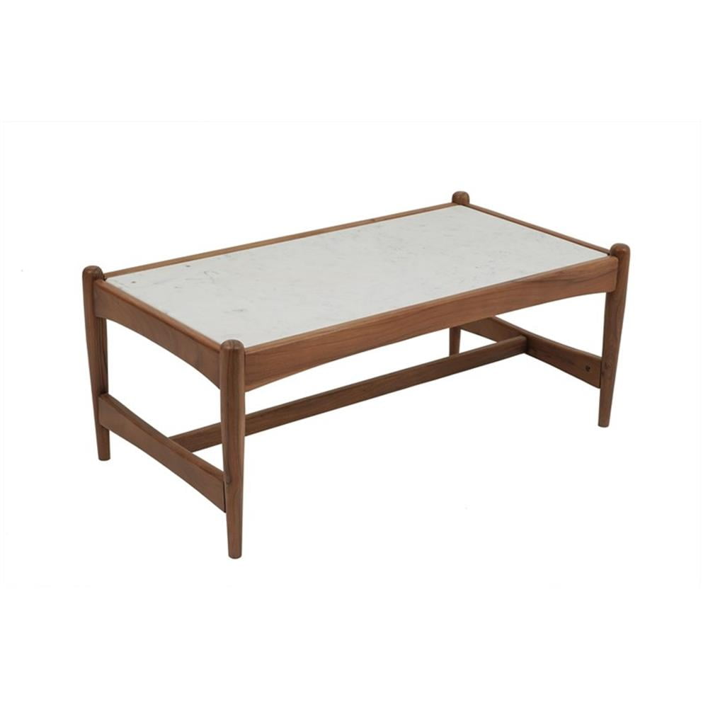 Pemberly Row Contemporary Genuine Marble Coffee Table in White ...