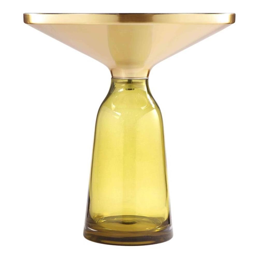 Pemberly Row Contemporary Glass Side Table in Gold and Yellow - Walmart.com