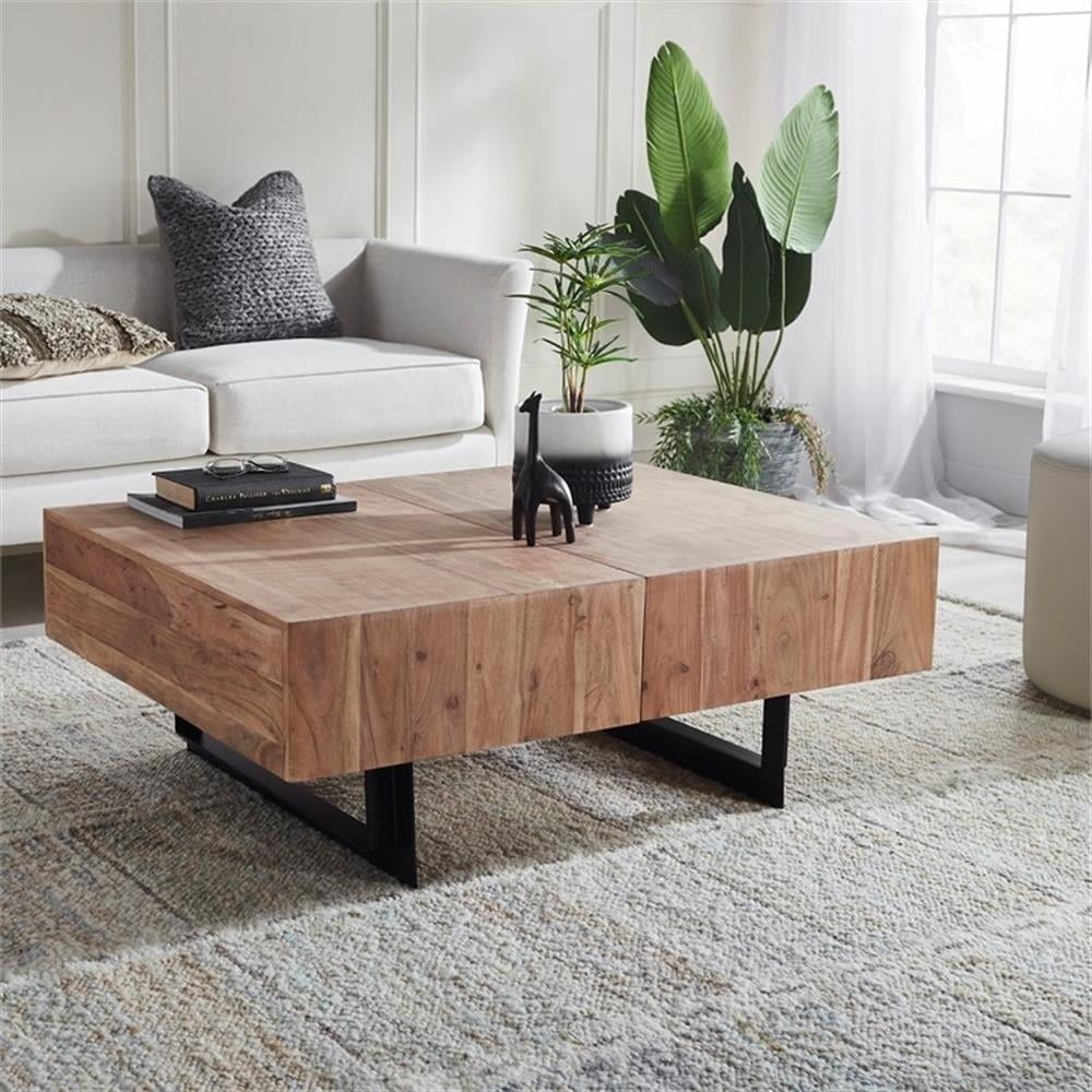 Pemberly Row Contemporary Glide Coffee Table with sliding top in ...