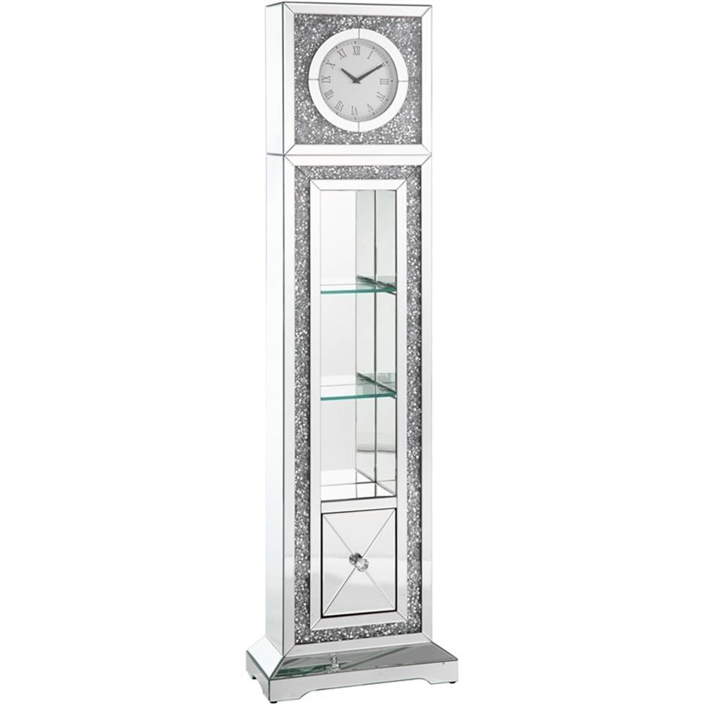 Pemberly Row Contemporary Grandfather Clock in Mirrored & Faux Diamonds ...