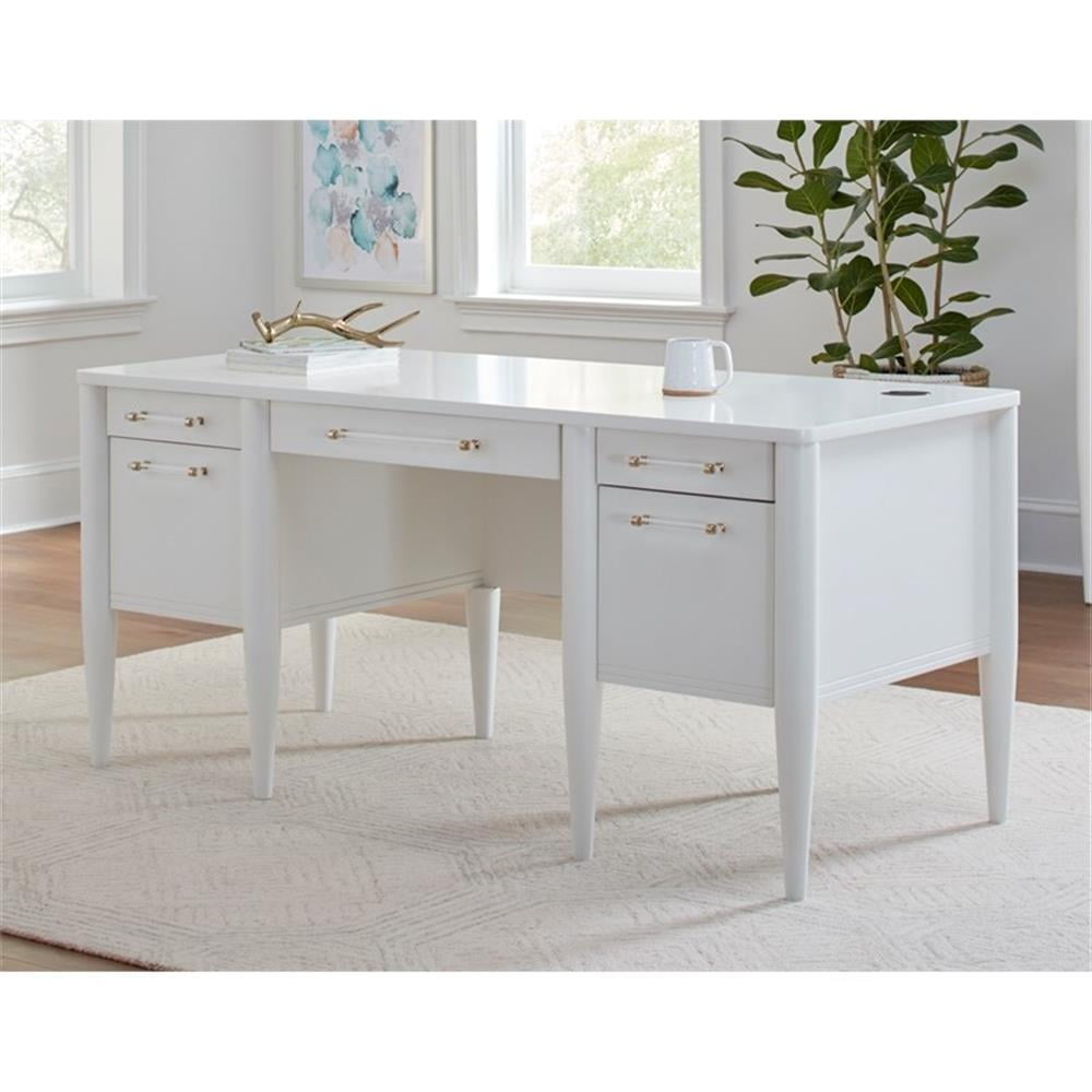 Pemberly Row Contemporary Half-Pedestal Desk Office Desk Accent Desk ...