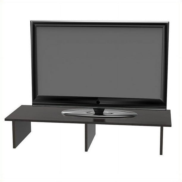 Pemberly Row Contemporary Large Monitor Riser in Black Wood Finish ...