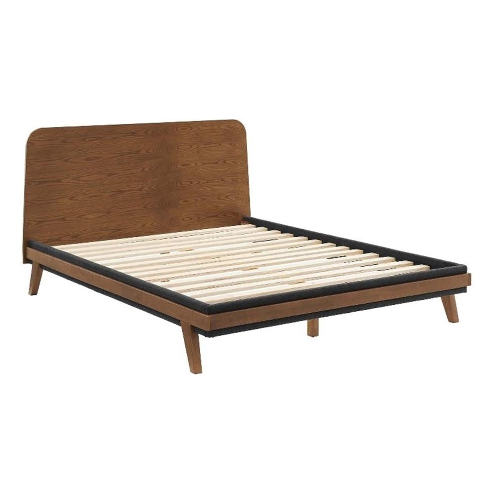 Pemberly Row Contemporary MDF Wood Queen Platform Bed in Walnut ...