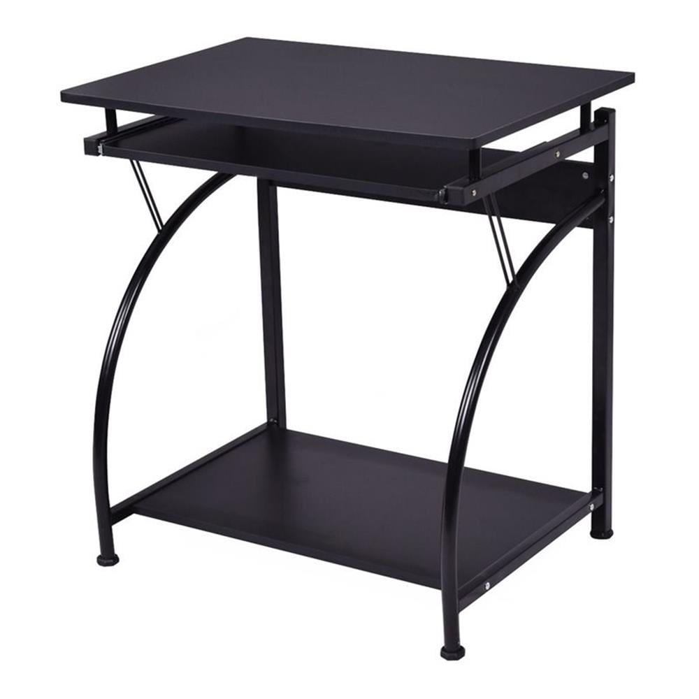 Pemberly Row Contemporary MDF and Steel Computer Desk in Black Finish ...