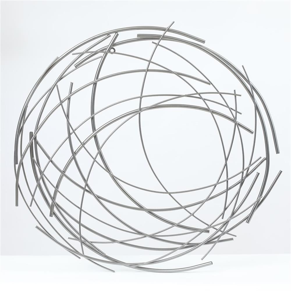 Pemberly Row Contemporary Metal Abstract Iron Sticks Round Wall Art in Silver - Walmart.com