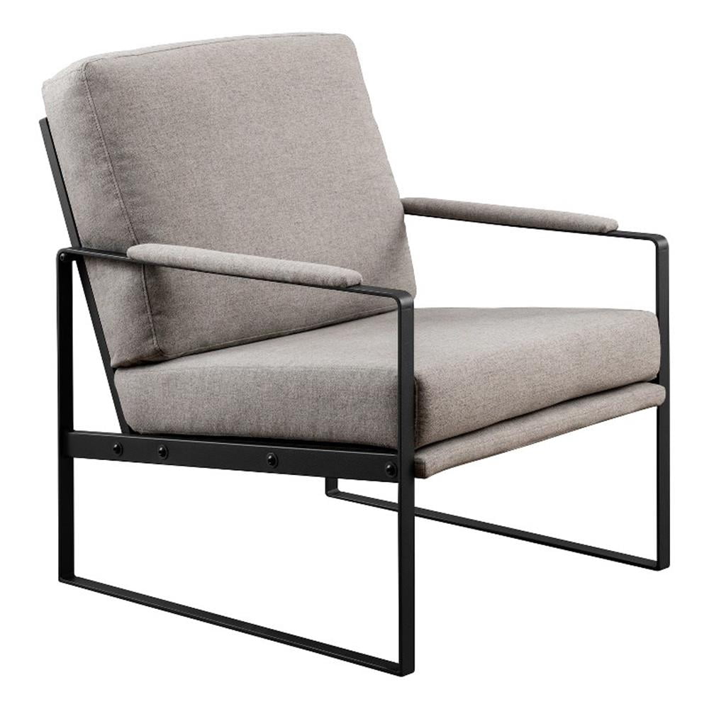 Pemberly Row Contemporary Metal Arm Accent Chair in Mushroom / Black ...